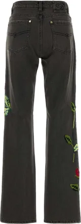 Blumarine Embroidered Rose Trousers - Gray