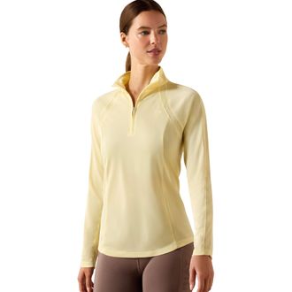 Ariat Womens Sunstopper 3.0 1/4 Zip Baselayer Top Long Sleeve in Flan, Size X-Small, by Ariat