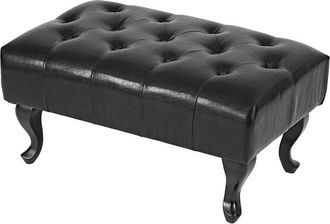 Hhg Ottomane Chesterfield Oxford, Sitzhocker Fu&szlig;ablage Hocker, wasserabweisend Kunstleder 39x77x47cm schwarz