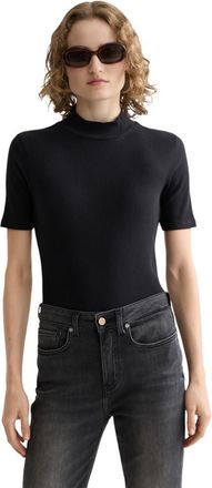 Scotch & Soda Damen Core Mock Neck Rib T-Shirt, schwarz 001, S