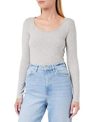 Vero Moda Vmmaxi My Ls Soft Long U-Neck Noos, T-Shirt À Manches Longues Femme, Gris (Light Grey Melange), 42 (Taille Fabricant: X-Large)