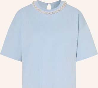 Maje T-Shirt Mit Schmucksteinen Und Schmuckperlen blau