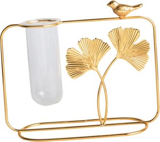 Cabilock Glasvase Und Pflanzenbehälter Aus Glas Mit Eisenrahmen Kreatives Röhrendesign Hydrokultur Pflanzentopf Wohndeko Für Wohnzimmer Schlafzimmer Büro