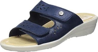 FLY FLOT Bellona, Chaussons pour Femme en Microfibre élastique, avec Velcro réglable, Semelle Anti-Choc Sandale, Bleu, 38 EU