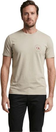 Calvin Klein Jeans Homme, Tops, Beige, Taille: XL T-shirt en coton &agrave; manches courtes et col rond