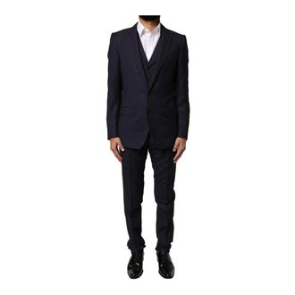 Dolce & Gabbana Black Fantasy Martini 3-teiliger formeller Anzug - - Suits - Herren - Schwarzk - XS