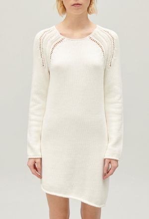Claudie Pierlot Robe courte asym&eacute;trique maille &eacute;crue