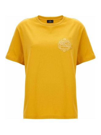Etro Cotton T-Shirt Tone-On-Tone - Jaune