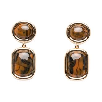 Self Portrait Femme, Accessoires, Brun, Taille: ONE Size Boucles doreilles pendantes bord&eacute;es dor