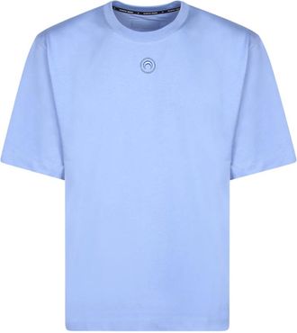 Marine Serre Homme, Tops, Bleu, Taille: XL Moon Logo Jersey SS T-Shirt