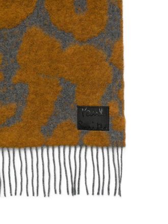 Paul Smith Leopard-Print Brushed Wool Scarf - Grey