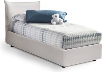 Talamo Italia Einzelbett Marianna, Bettkasten mit Kunstlederbezug, 100 % Made in Italy, seitliche &Ouml;ffnung, inklusive Matratze 80 x 190 cm, Wei&szlig;