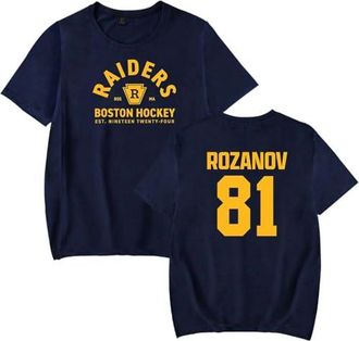 Generic Heated Rivalry Rozanov 81 Merch T-shirt unisexe d&eacute;contract&eacute; col rond &agrave; manches courtes, bleu marine, XXL