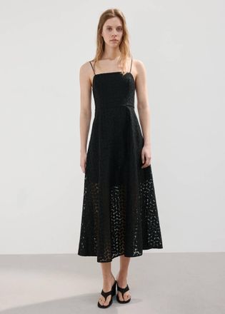Mango Robe midi avec broderies ajour&eacute;es noir - Femme - XS - MANGO