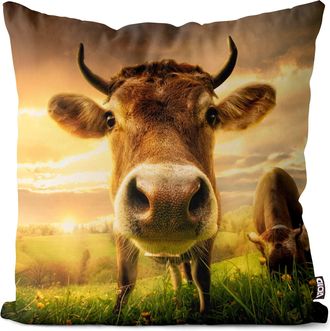 Void Watches Kuh Weide Landschaft Kissenbezug Kissenhülle Sofakissen Kissen Deko Outdoor-Kissen Dekokissen, Kissen Größe:40 x 40 cm