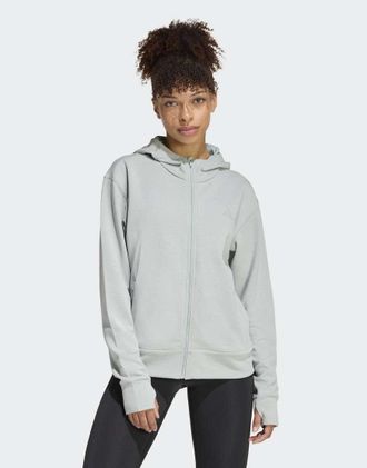 adidas adidas Performance - Designed 4 Training - Sweat zipp&eacute; &agrave; capuche - Sauge &eacute;clatant-Vert