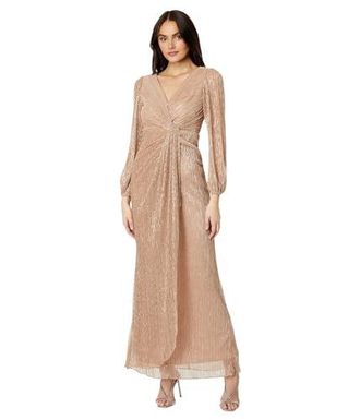 Adrianna Papell Metallic Mesh Draped Gown Robe pour Occasion spéciale, Or (La Luz de Oro), 10 Femme
