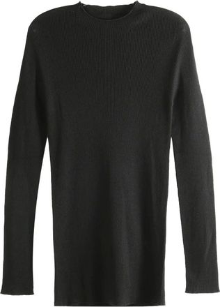 Rick Owens Homme, Pulls, Noir, Taille: L Col Rond C&ocirc;tel&eacute;