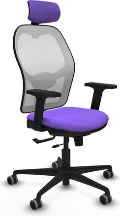 Piqueras y Crespo Ergonomischer Stuhl mit 2D-Armen, h&ouml;henverstellbare Lendenwirbelst&uuml;tze und h&ouml;henverstellbares Kopfteil, Wei&szlig;/Lila