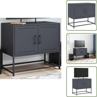 vidaXL The Living Store - TV-Schrank Anthrazit 68,5x39x60,5 cm Stahl - Industrieller TV-Schrank - TV-Stand Stahl - Fernsehtisch Anthrazit - Regal Metall