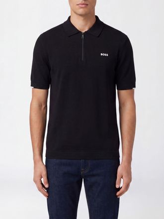 HUGO BOSS Polo en maille de coton zipp&eacute;