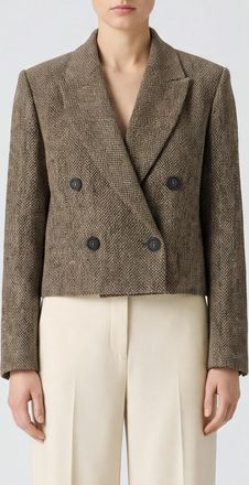 Brunello Cucinelli Doppelreihiger Chevron-Blazer aus Wolle mit steigendem Revers