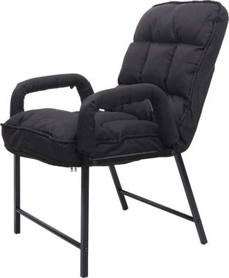 Hhg Esszimmerstuhl HHG 127, Stuhl Polsterstuhl, 160kg belastbar R&uuml;ckenlehne verstellbar Metall Stoff/Textil schwarz