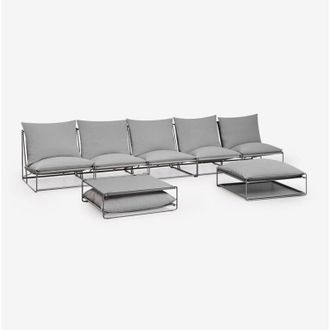 Sklum Amaro 5-teiliges modulares Sofa-Set mit Beistelltisch und umwandelbarem Ottoman Grau - Sklum