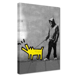 Generic Gemälde gedruckt auf Leinwand Wandkunst Dekor 20x30cm Banksy gelber Hund Nr. H7928Z_PC1S