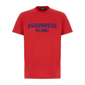 Dsquared2 Homme, Tops, Rouge, Taille: 2XL T-shirt décontracté en coton