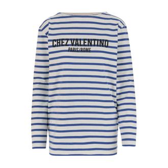 Valentino Garavani Femme, Tops, Bleu, Taille: 40 FR T-shirt d&eacute;contract&eacute; en coton avec un design unique