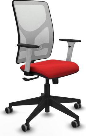 Piqueras y Crespo B&uuml;rostuhl mit wei&szlig;en und schwarzen Armlehnen, h&ouml;henverstellbare Lendenwirbelst&uuml;tze, ausgestattet mit Sincro 3 Positionen und Schneideschaum, Wei&szlig;/Rot