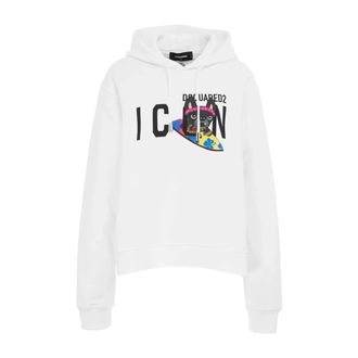 Dsquared2 Logo Print Hoodie - - Sweatshirts & Hoodies - Damen - Wei&szlig; - XS