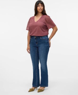 Vero Moda Curve Schlagjeans aus dunkelblauem Denim