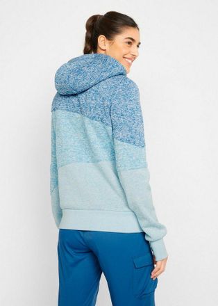 Bonprix Kapuzenstrickjacke mit Kapuze mit Kordelzug, bequeme Passform, colorblocking Look