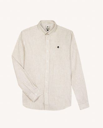 Faguo Chemise en lin ray&eacute;e cr&egrave;me - IVOY