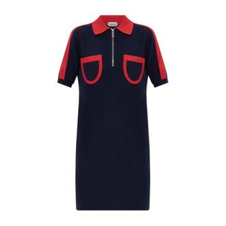 Versace Baumwollstrick-Midikleid mit Rei&szlig;verschluss - - Dresses - Damen - Blau - S