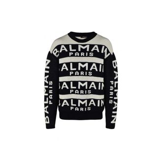 Balmain Jacquard Wollpullover - - Knitwear - Herren - Schwarzk - S
