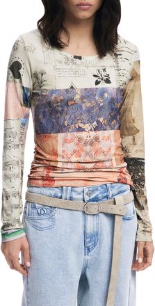 Desigual T-SHIRT MANICHE LUNGHE DONNA BEIGE