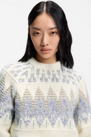 HUGO BOSS Strickpullover Farombo Premium Damenmode mit Jacqaurdmuster, Rundhalsform