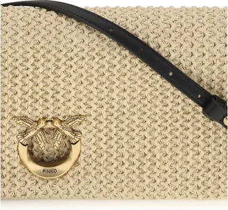 Pinko Womens Shoulder Bag Love Click Raffia-Black Antique Polypropylene Raffia/black