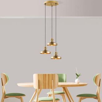Opviq Elegant Gold Chandelier, Adjustable Height 29-109 cm, Metal Body, Ø42 x 42 cm | 3 x E27 Max 40W, Perfect for Living Room & Dining Spaces, Stylish Desi