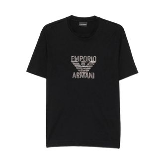 Emporio Armani T-shirt &agrave; col rond - Homme - Tops - Bleu - Taille: 3XL