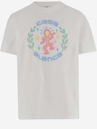 Casablanca Mens Cotton T-Shirt With Logo White T-Shirts And Polos