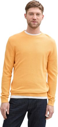 Tom Tailor Herren Basic Strickpullover aus Baumwolle, 37378 - Peachy Orange Melange, XXL