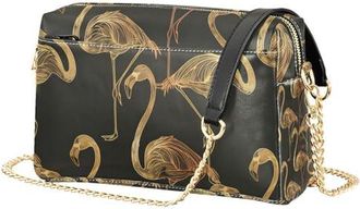 Mnsruu Sacs à bandoulière pour femme, sac à main en cuir motif flamant rose doré