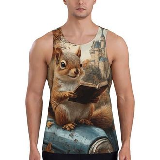 Generic D&eacute;bardeur respirant &agrave; s&eacute;chage rapide sans manches pour homme pour entra&icirc;nement &agrave; la plage S &agrave; 4XL, Lecture &eacute;cureuils 20, 4XL