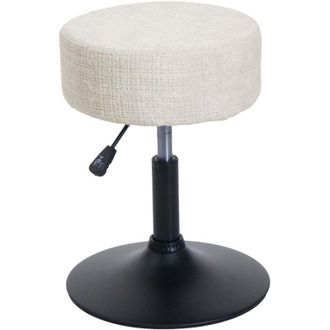 Hhg Hocker HHG 827, Sitzhocker Schminkhocker, h&ouml;henverstellbar drehbar &oslash; 37cm Stoff/Textil Chenille (465g/m&sup2;) creme-wei&szlig;