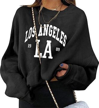 ORANDESIGNE Femme Sweatshirts Lettre Imprimé Pull à Manches Longues Hiver Sweat Col Rond Pullover Mode Chemise Fille Sweat sans Capuche Adolescent Filles Streetwe