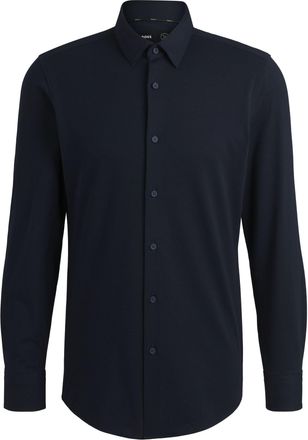 BOSS Herren P-HANK-s-C1-222 Slim-Fit Hemd aus Baumwoll-Mix mit Performance-Stretch Dunkelblau 41